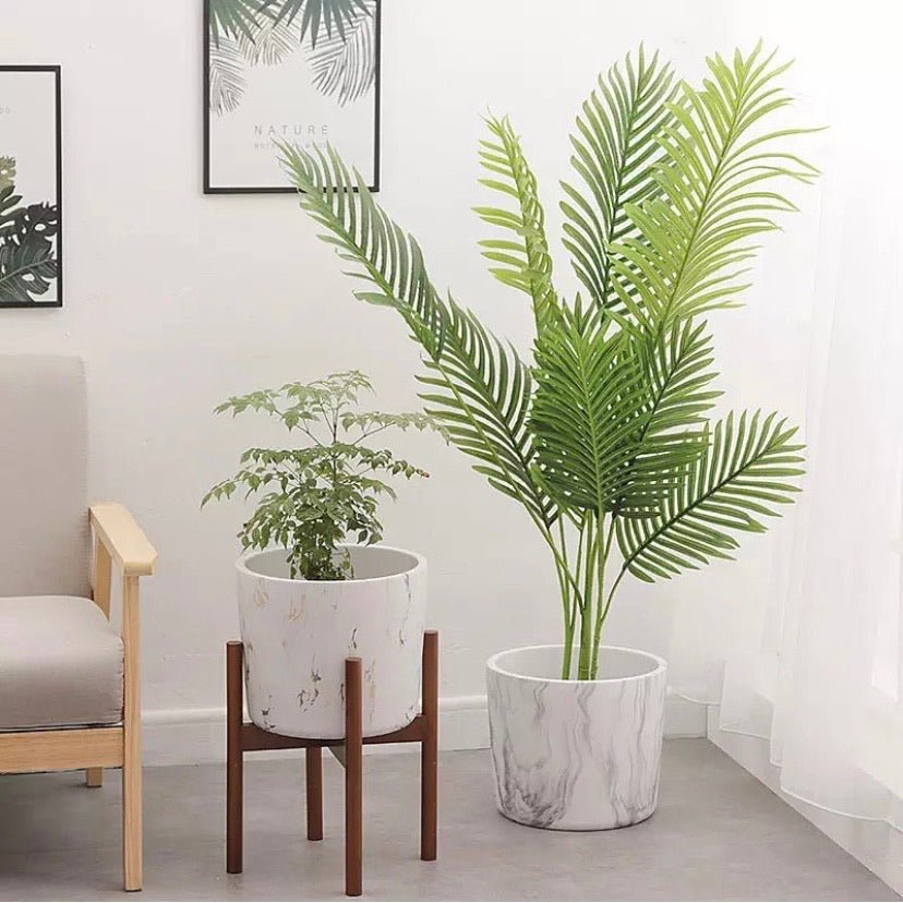 Big Marbled Cylinder Ceramic Floor Planter with Catchplate – Pots For ...